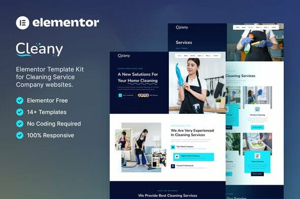 Cleany – Cleaning Service Company Elementor Template Kit | Garudeya.com