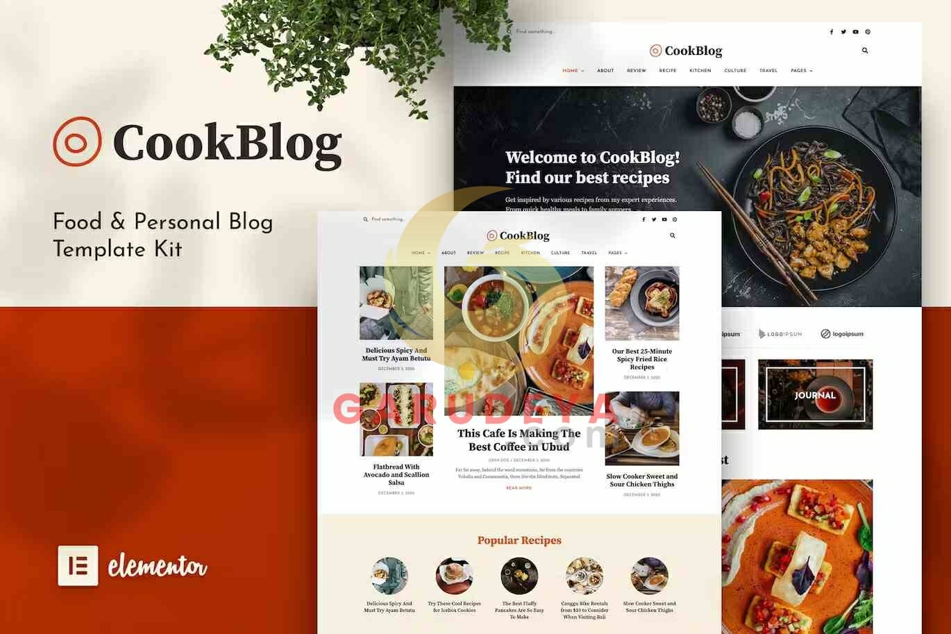 CookBlog – Food & Personal Blog Elementor Template Kit | Garudeya.com