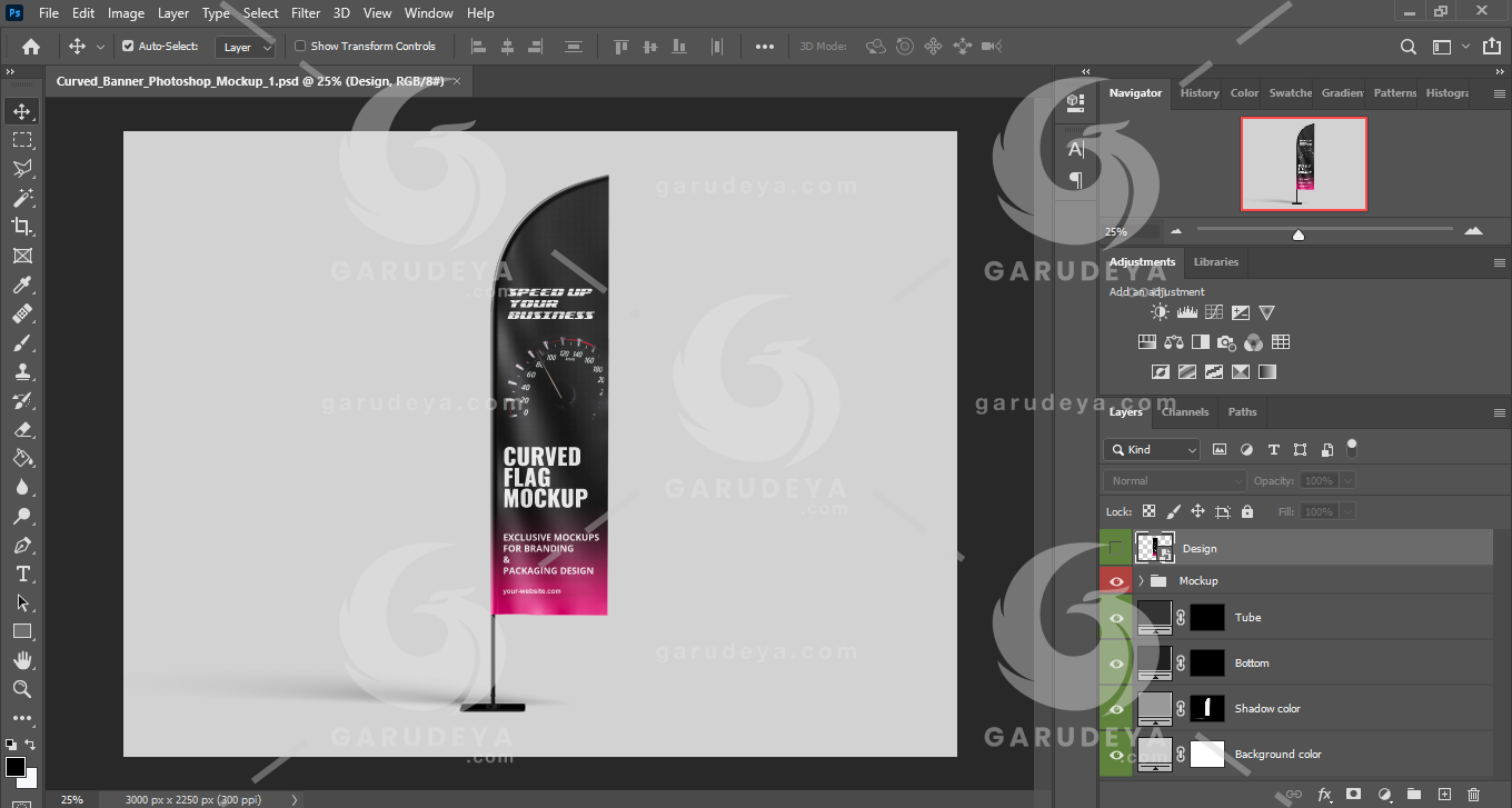 Curved Banner Photoshop Mockup-1 | Garudeya.com
