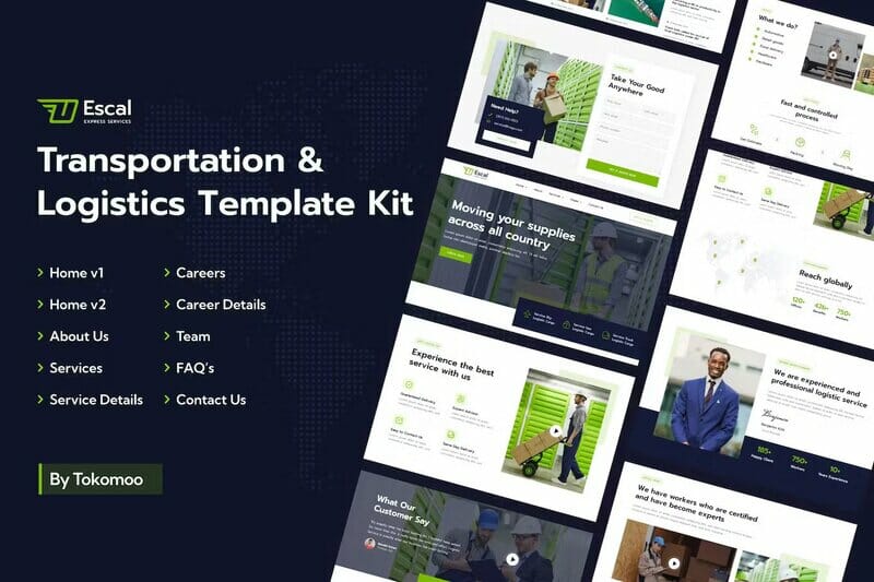 Escal – Transportation & Logistics Elementor Template Kit | Garudeya.com