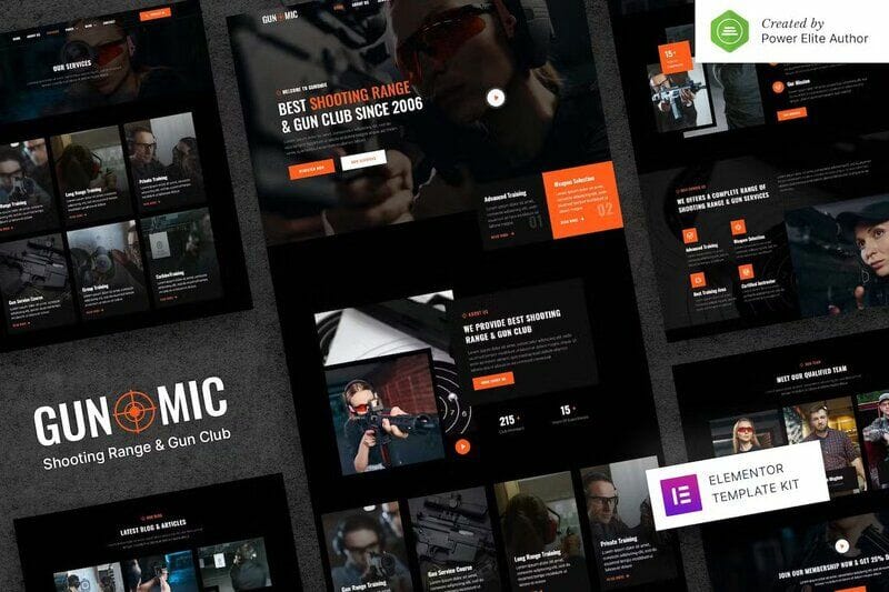 Gunomic – Shooting Range & Gun Club Elementor Template Kit | Garudeya.com