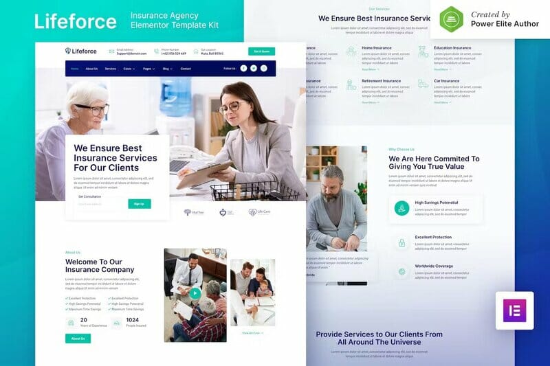 Lifeforce – Insurance Agency Elementor Template Kit | Garudeya.com