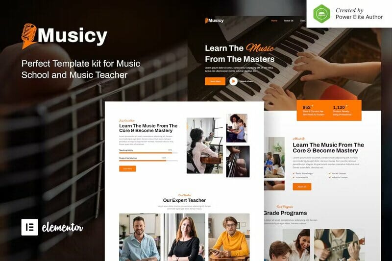 Musicy – Music School Elementor Template Kit | Garudeya.com