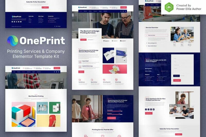 OnePrint – Printing Services Company Elementor Template Kit | Garudeya.com