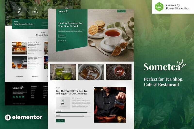 Sometea – Tea House Cafe & Restaurant Elementor Template Kit | Garudeya.com