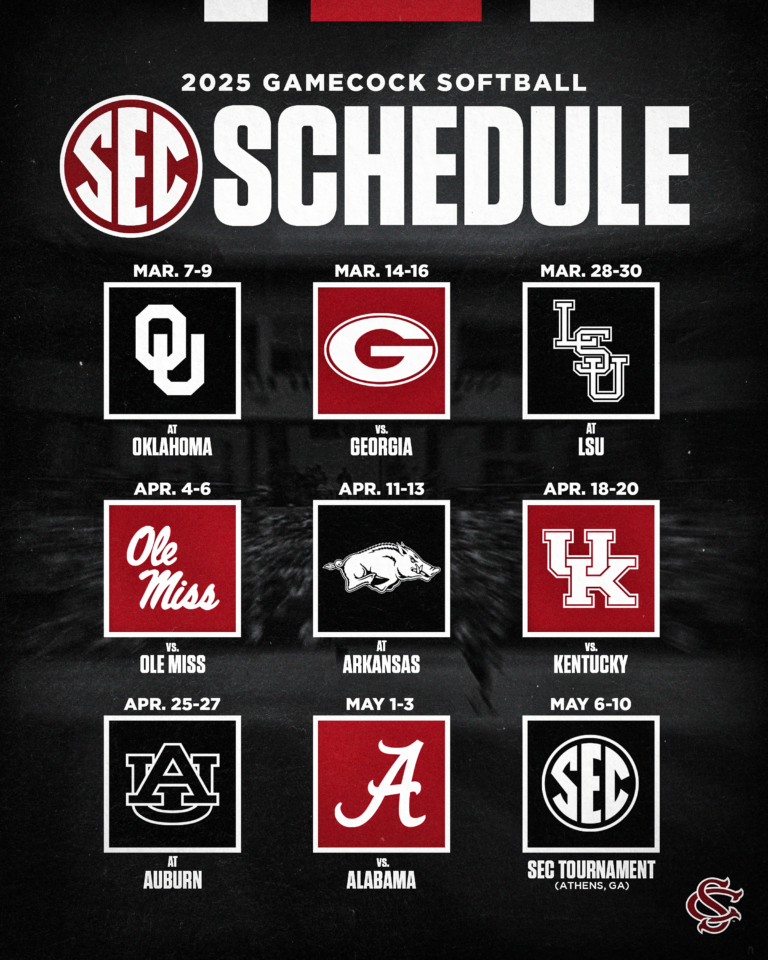 SEC Announces 2025 Softball Schedule – University of South Carolina ...