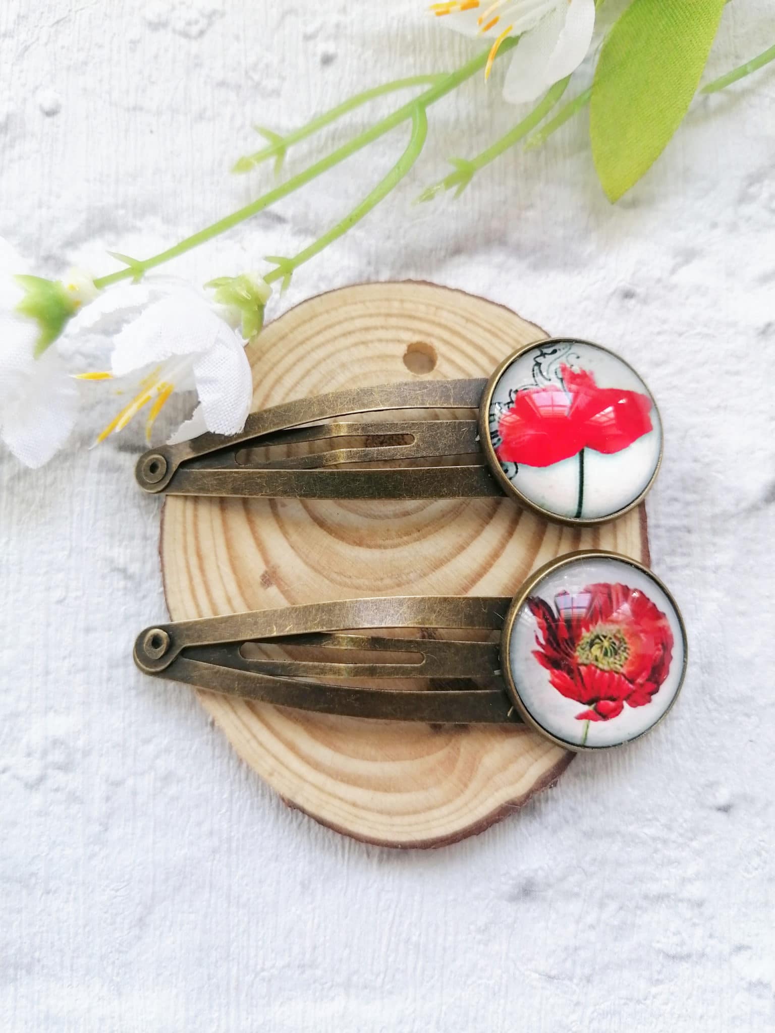 Poppy print hair slides • Made By Mums