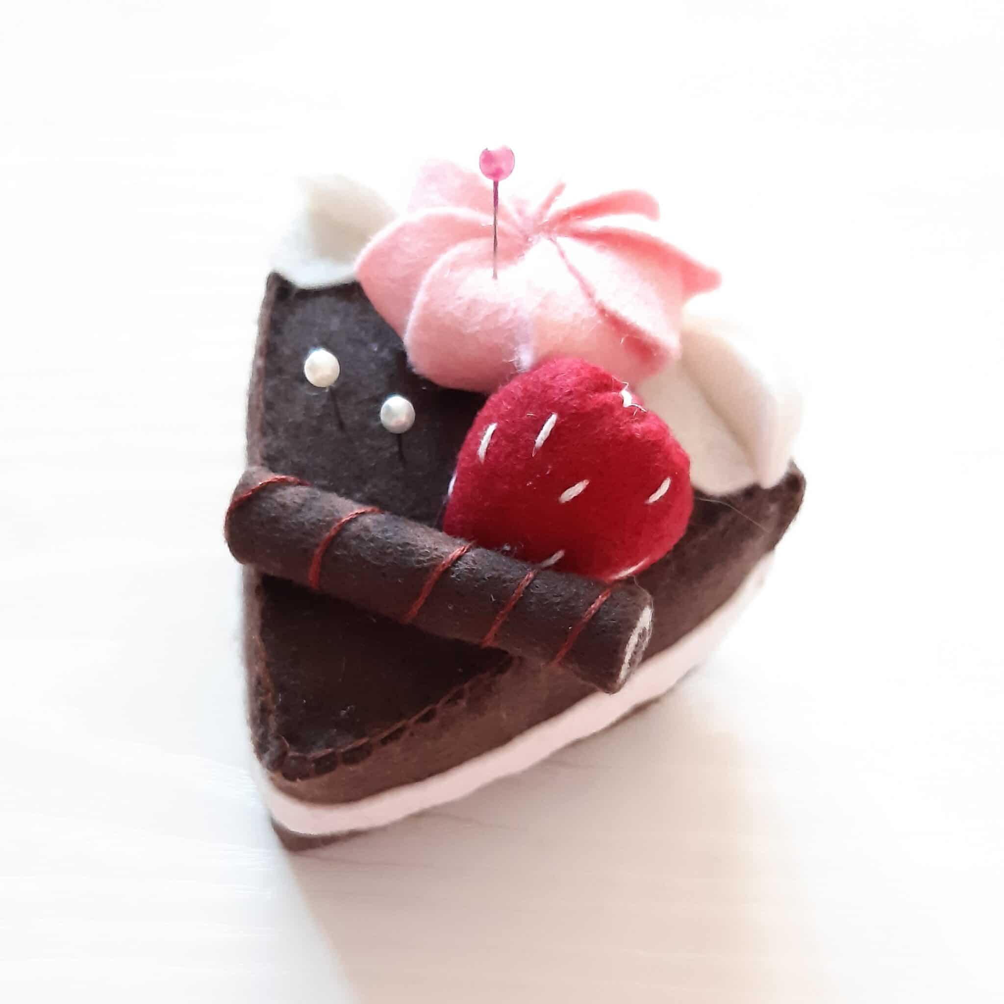 Chocolate slice felt cake pincushion • Made By Mums