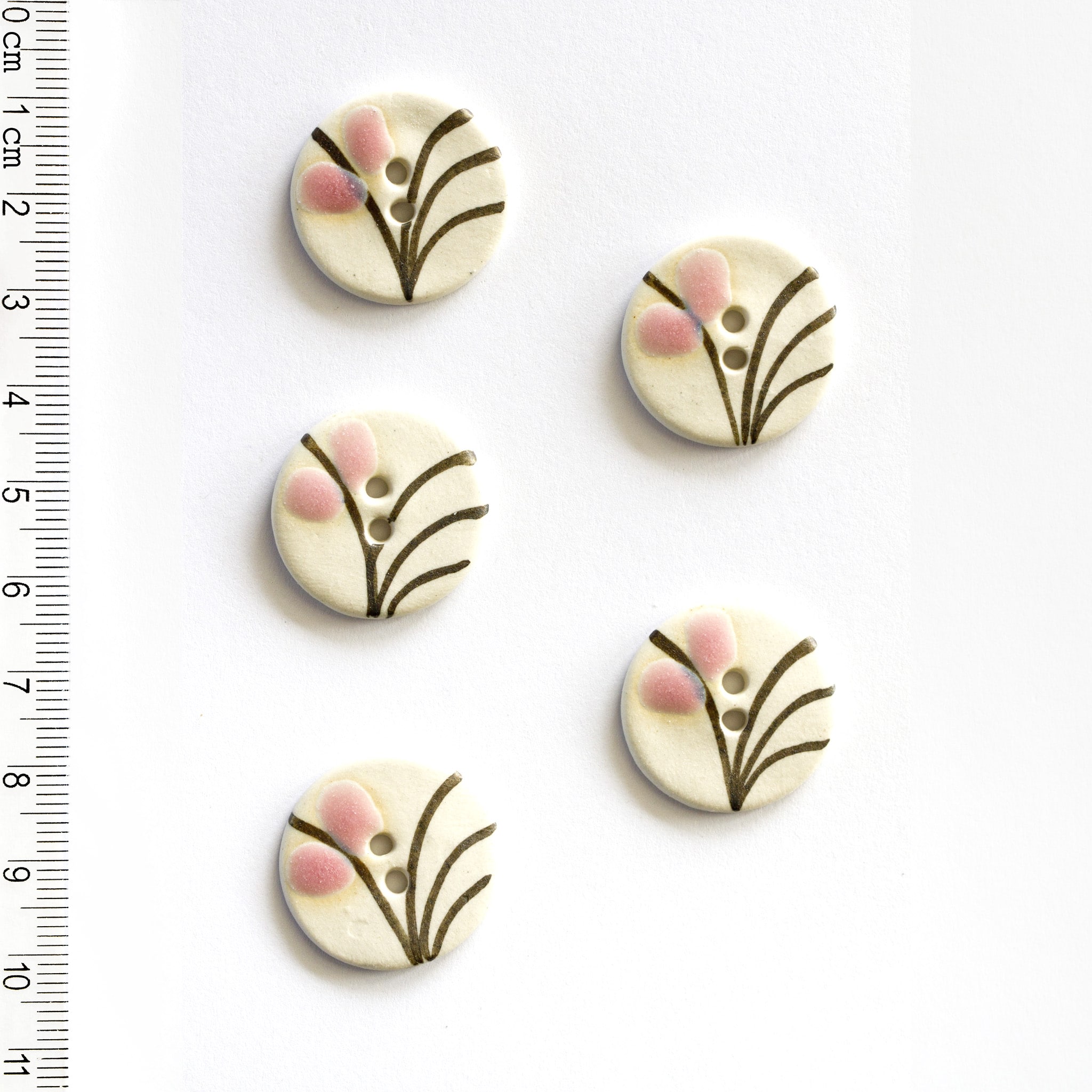 Pink Floral Grass Buttons L297 • Made By Mums