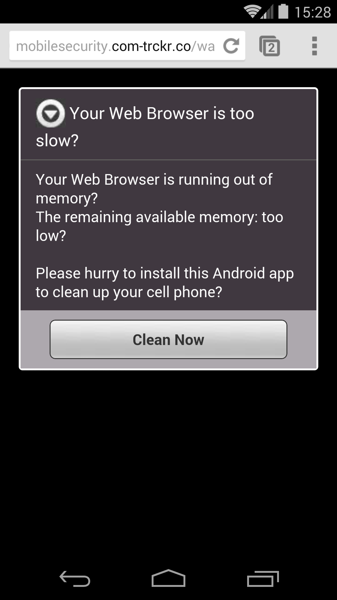 「Your Web Browser is too slow?」AndroidのChromeでWebページ閲覧中に突然謎のメッセージが表示された ...