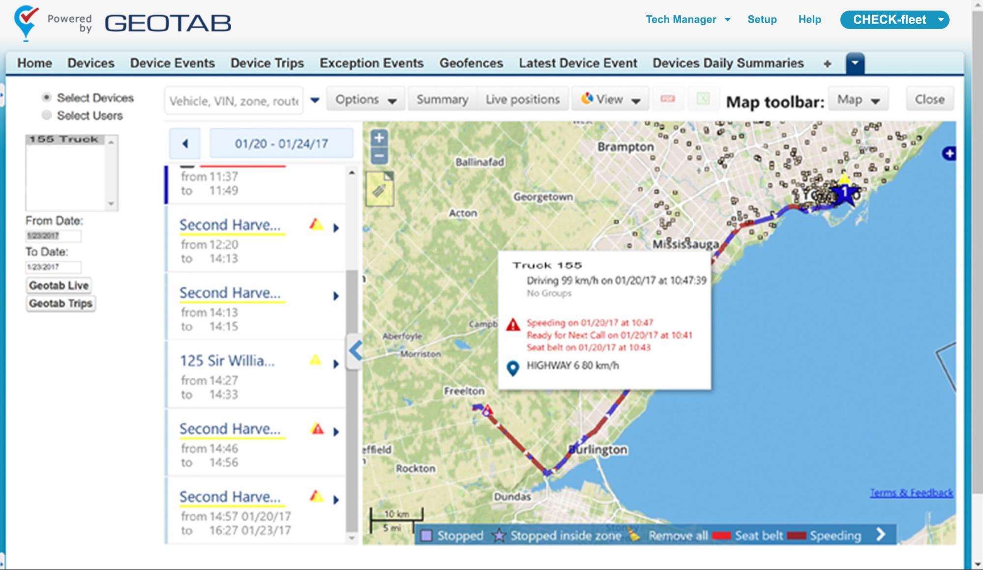GPS Dashboard Check-fleet | Geotab Marketplace
