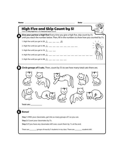 GoNoodle High Five and Skip Count by 5