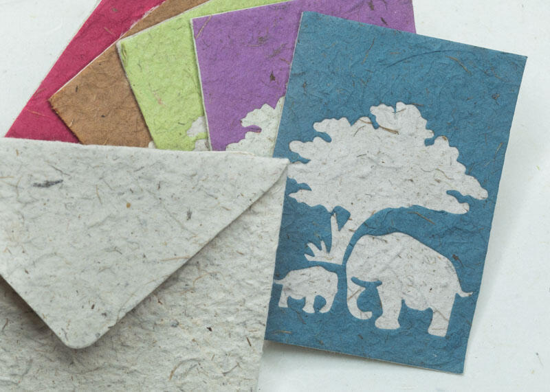 【Card with envelope】Ethical paper made from elephant poo! "Poo Poo ...