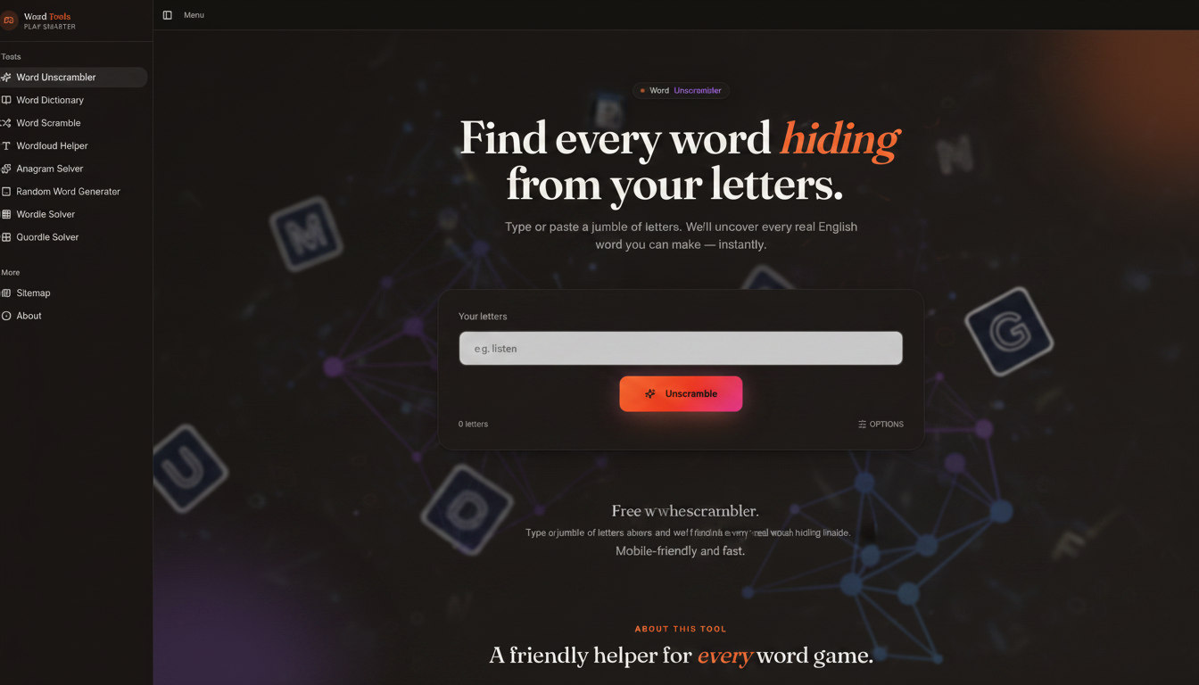 Smart Word Solver - Free Word Unscrambler for Scrabble