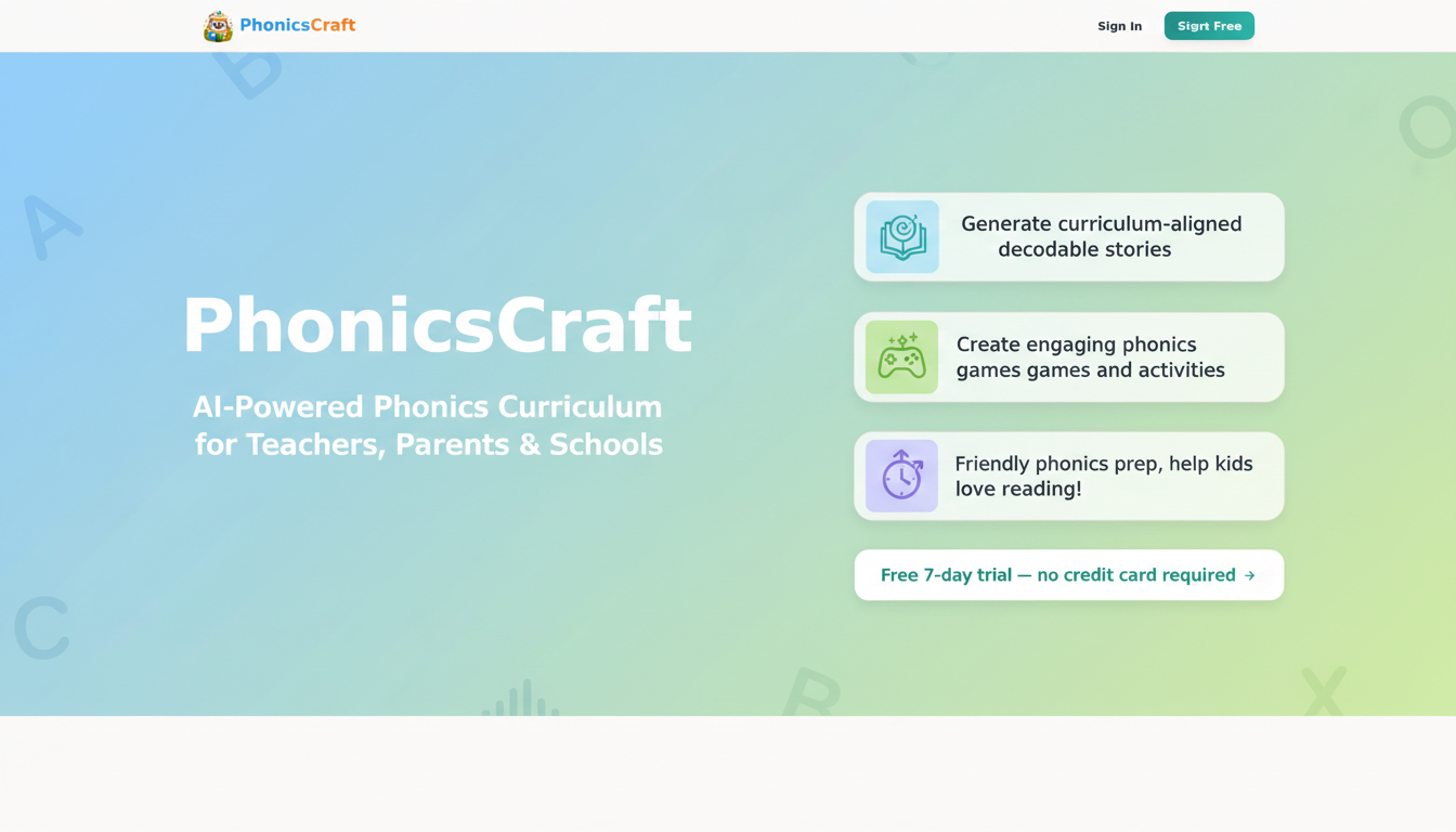 PhonicsCraft | AI-Powered Phonics Curriculum for Teachers, Parents ...