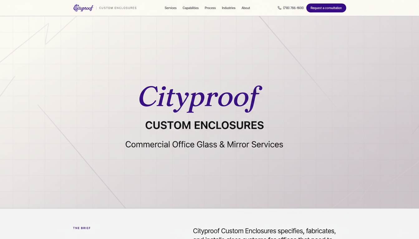 Cityproof Custom Enclosures — Commercial Office Glass & Mirror Services