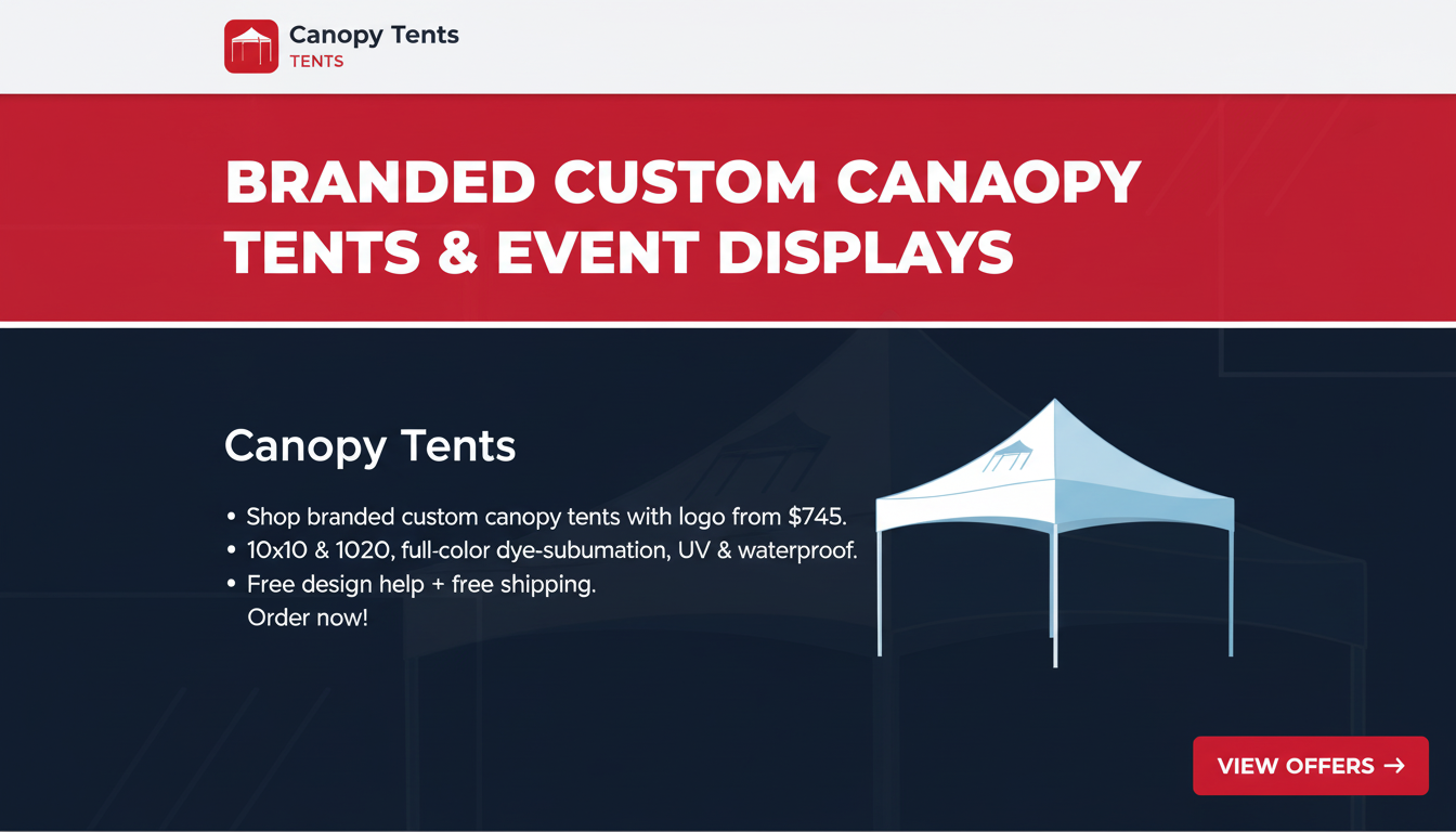 Branded Custom Canopy Tents with Logo From $534 USA + Ship