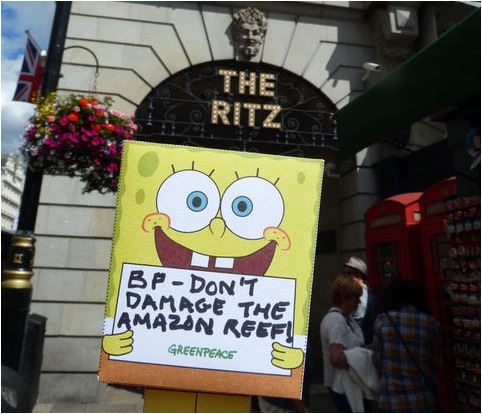 SpongeBob protests against BP, all over the UK! | Greenpeace UK
