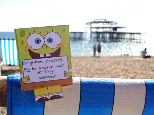 SpongeBob protests against BP, all over the UK! | Greenpeace UK