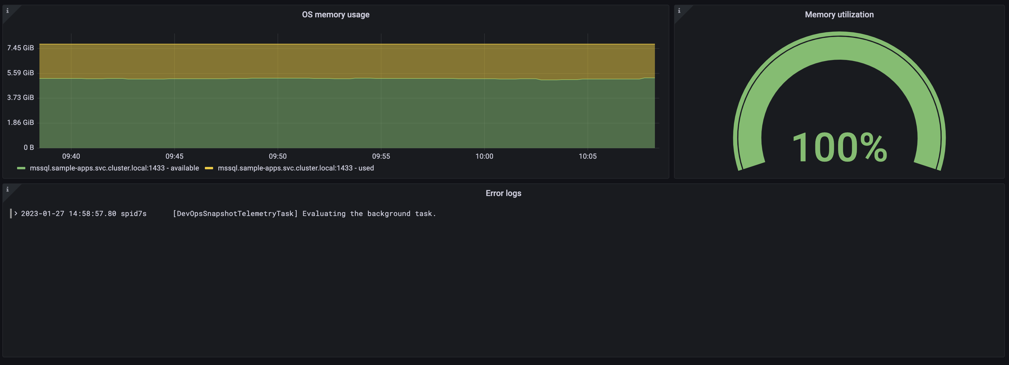 Microsoft SQL Server integration | Grafana Cloud documentation Microsoft SQL Server integration | Grafana Cloud documentation
