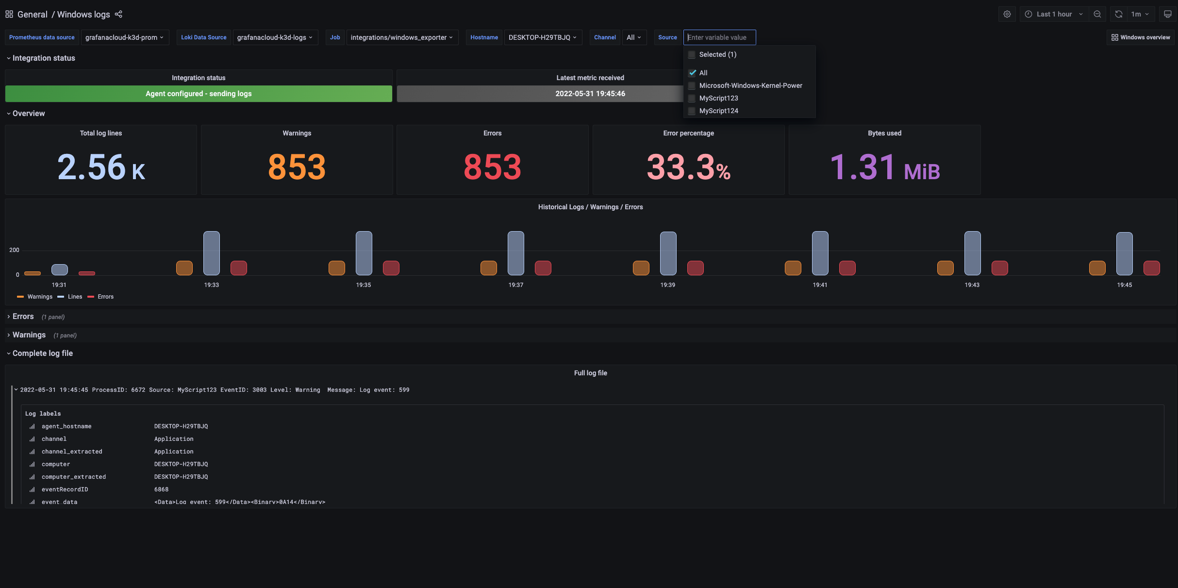 Windows integration | Grafana Cloud documentation
