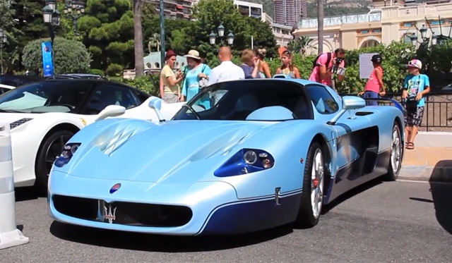 Unique Satin Baby Blue Maserati MC12 Spotted in Monaco - GTspirit