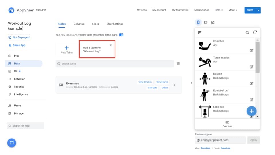 AppSheet tutorial: no-code fitness app | Google Cloud Blog