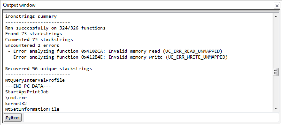Flare Script Series Recovering Stackstrings Using Emulation With Ironstrings Mandiant