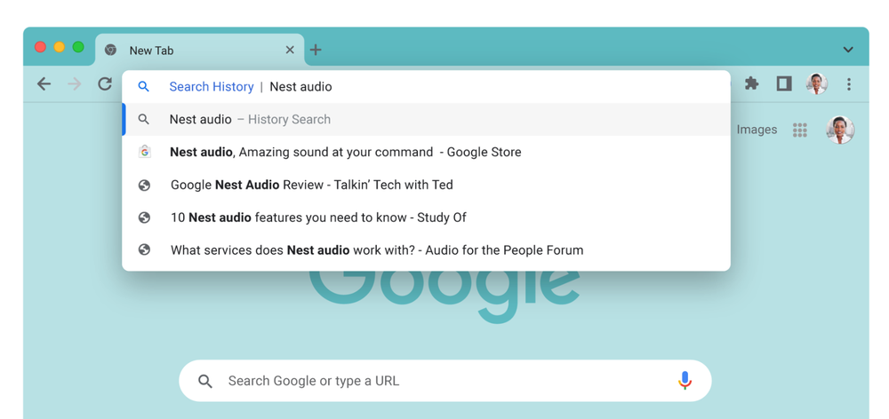 Search your tabs, bookmarks and history in the Chrome address bar