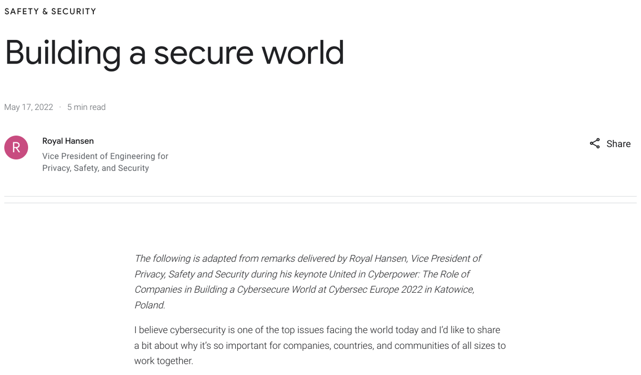 Building a secure world