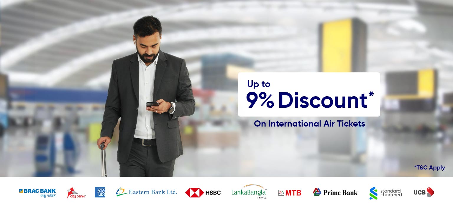 Up to 9% discount on international flight booking | GoZayaan