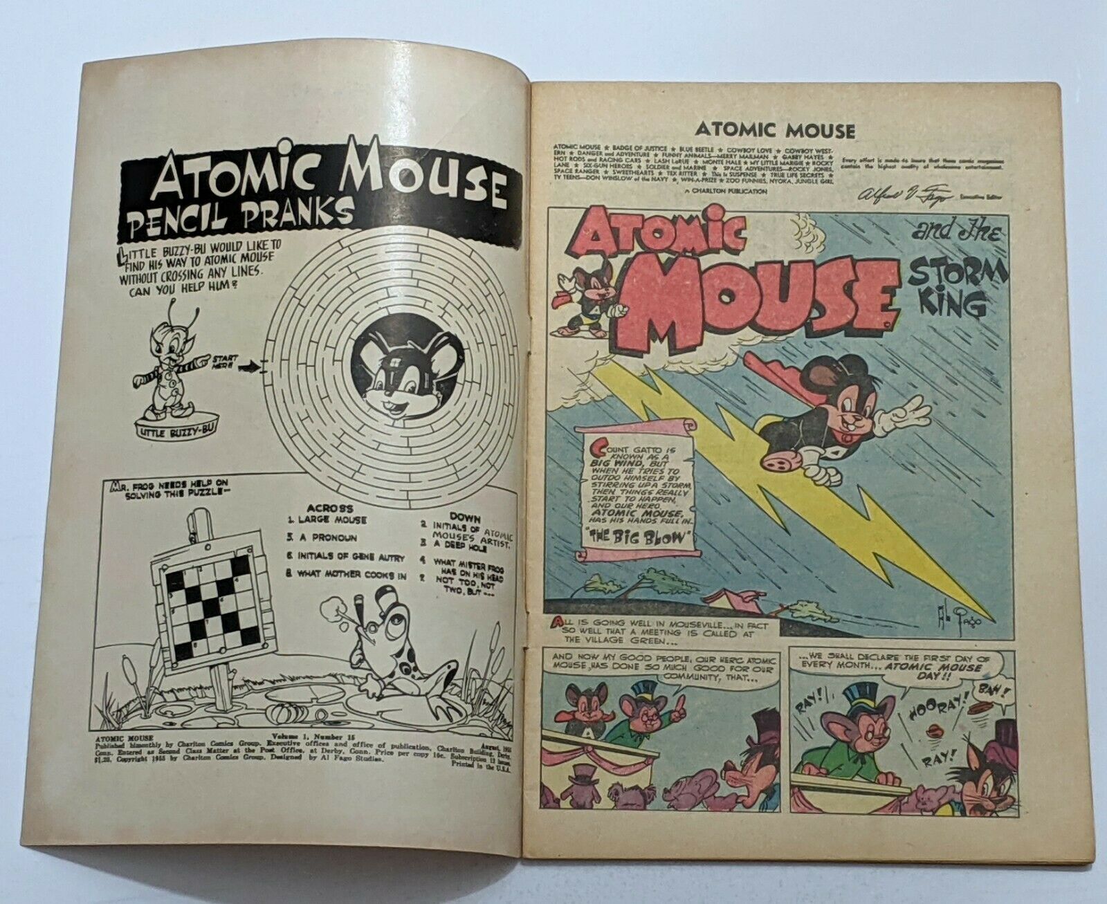 Atomic Mouse #15 (Aug 1955, Charlton) VG+ 4.5 Al Fago cover and art ...