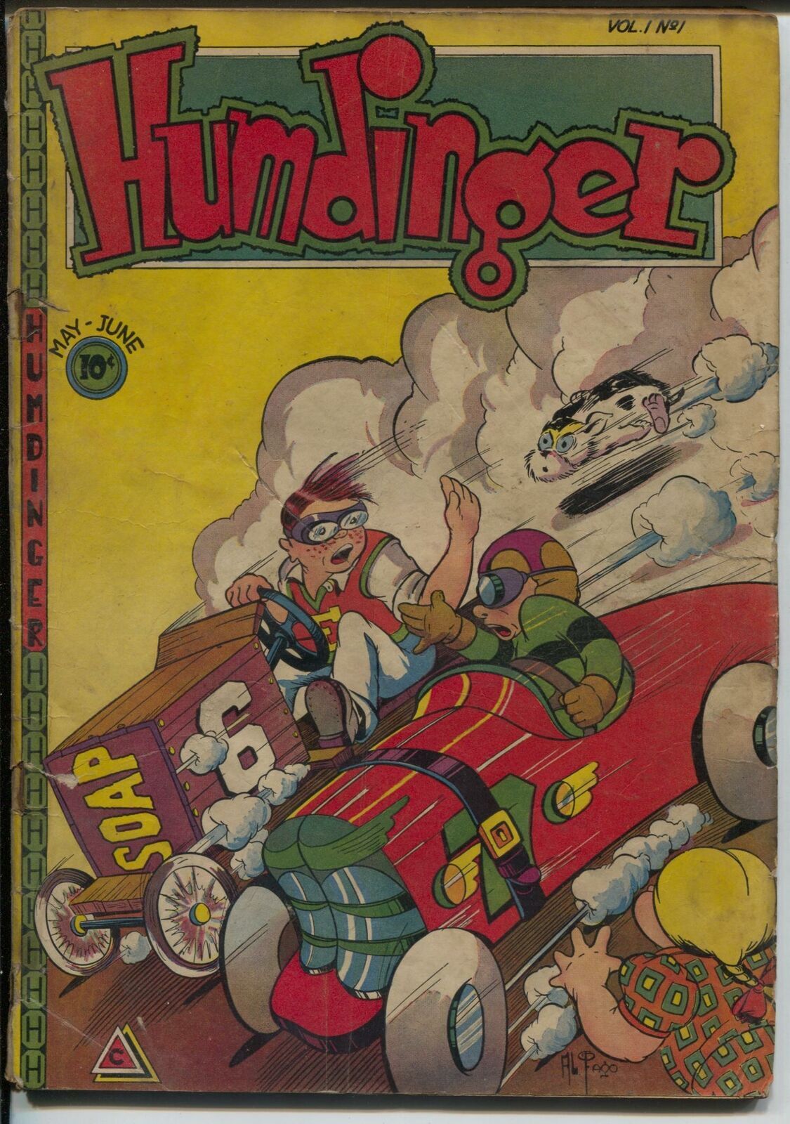 Humdinger #1 1946-1st issue-soap box derby race car-Mickey Starlight-G ...