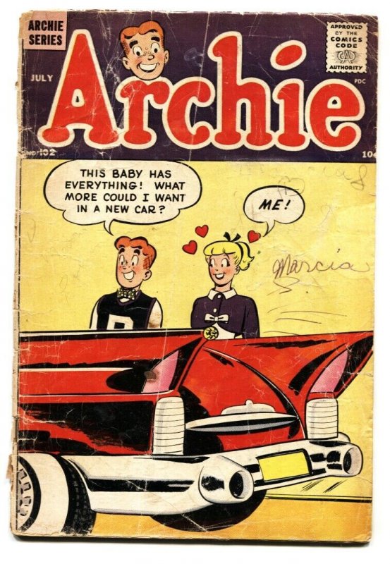 Archie #102 1959-classic car cover-comic book bargain copy | Comic ...