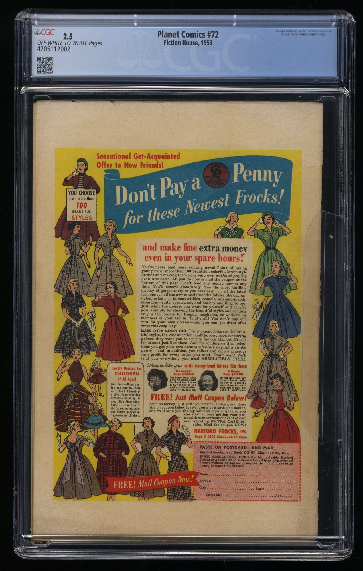 Planet Comics #72 CGC GD+ 2.5 Off White to White Golden Age Headlights ...