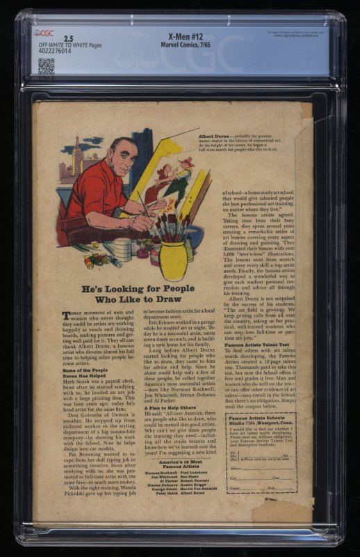 X-Men #12 CGC GD+ 2.5 Off White to White 1st Appearance Juggernaut ...
