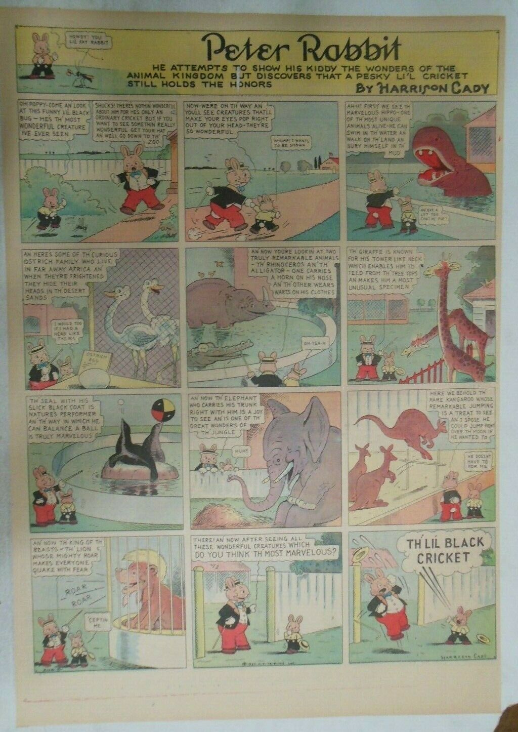 Peter Rabbit Sunday Page by Harrison Cady from 8/8/1937 Full Page Size ...