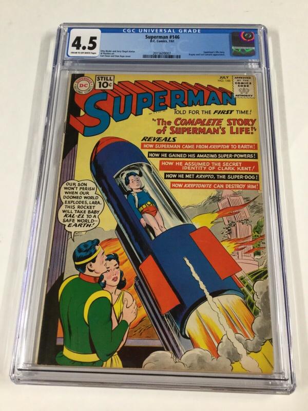 Superman 146 Cgc 4.5 Dc Silver Age Origin Life Story Kal-el | Comic ...