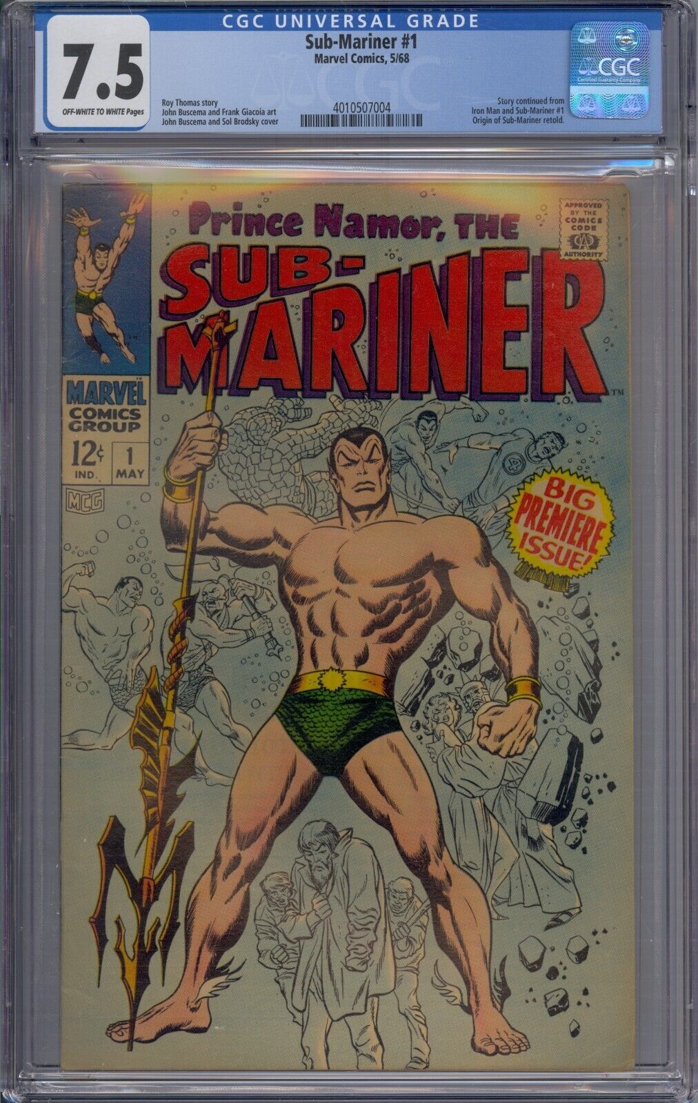 Sub-Mariner #1 CGC 7.5 Origin Retold Iron MAN Sub-Mariner John Buscema ...