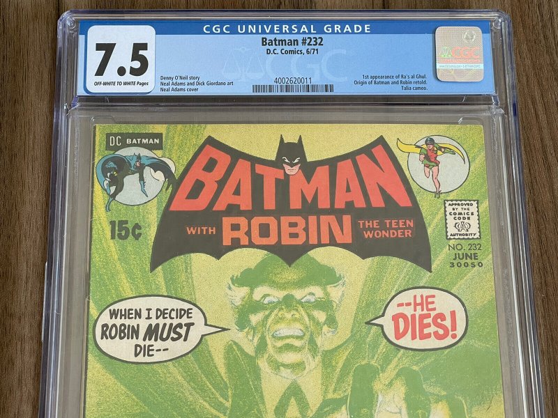 Batman #232 CGC 7.5 - 1st App Ra's al Ghul Neal Adams Cover & Art DC ...