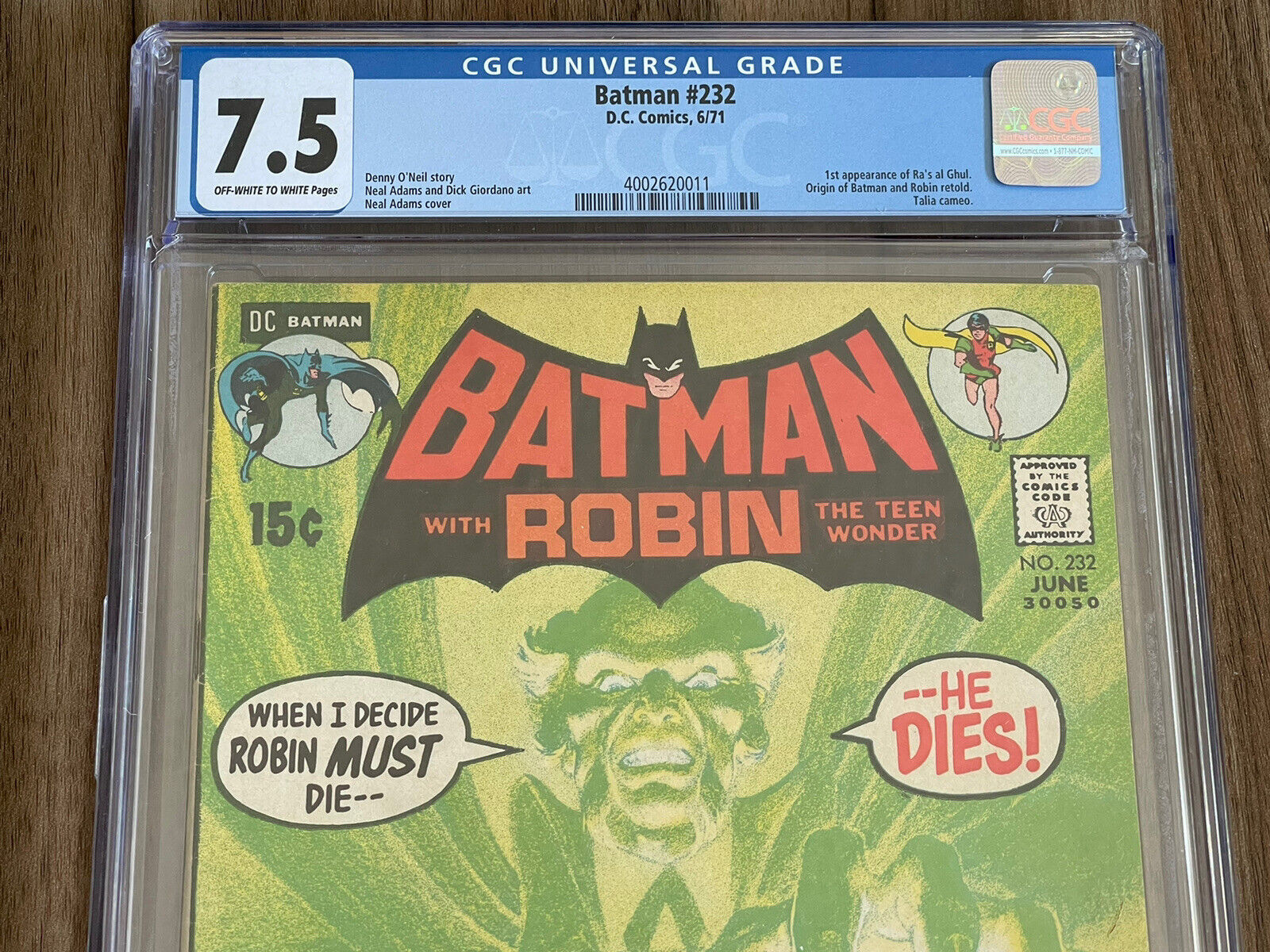 Batman #232 CGC 7.5 - 1st App Ra's al Ghul Neal Adams Cover & Art DC ...