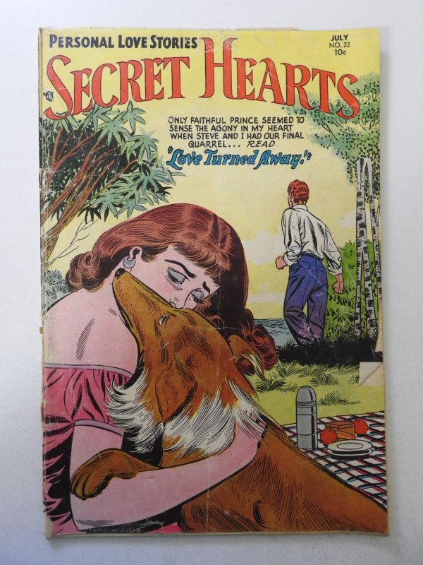 Secret Hearts #22 (1954) GD Cond cover detached, 1st wrap detached top ...
