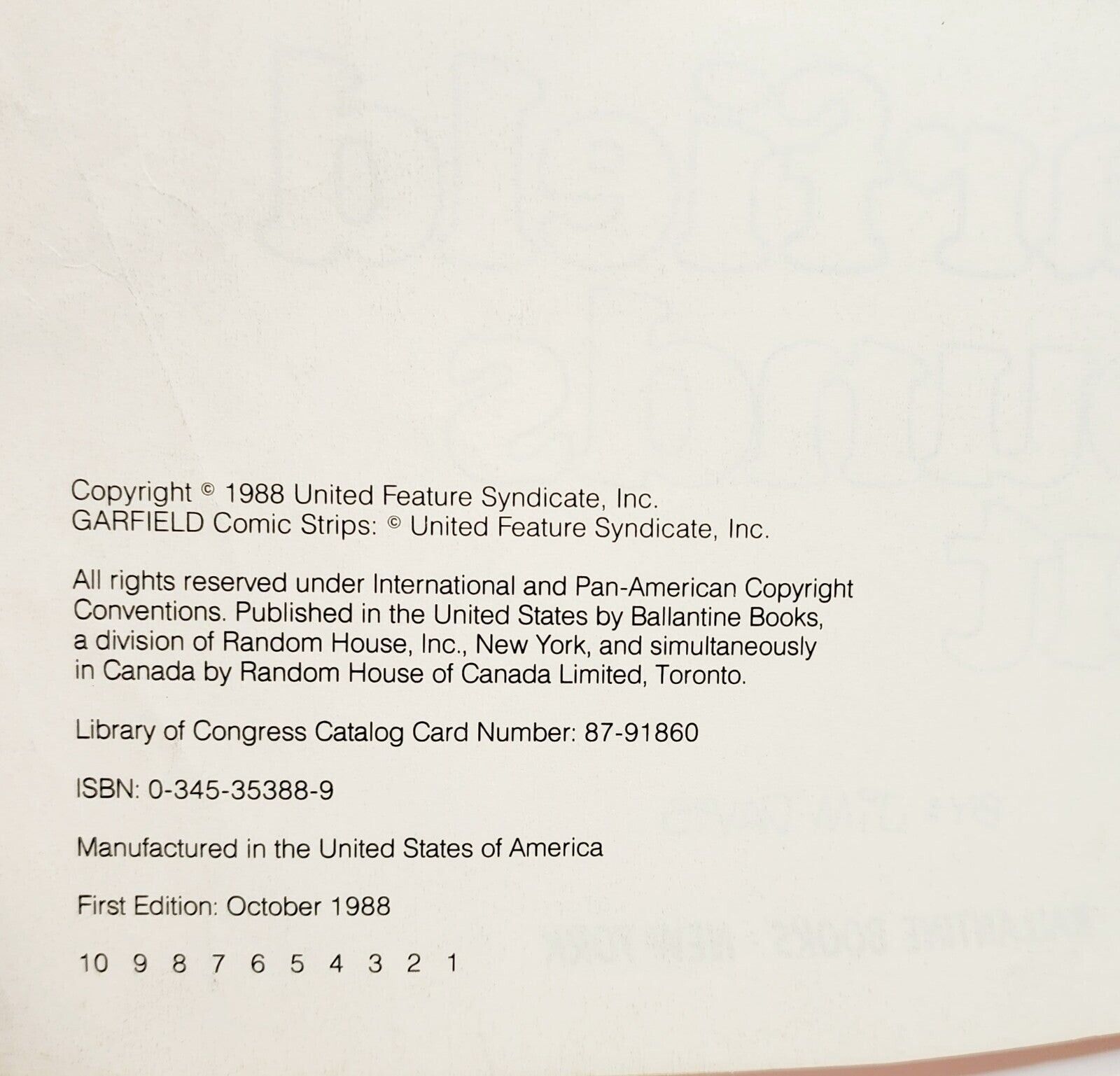 1988 Garfield Rounds Out Comic Strip Collection Vintage 1st Edition BCE ...