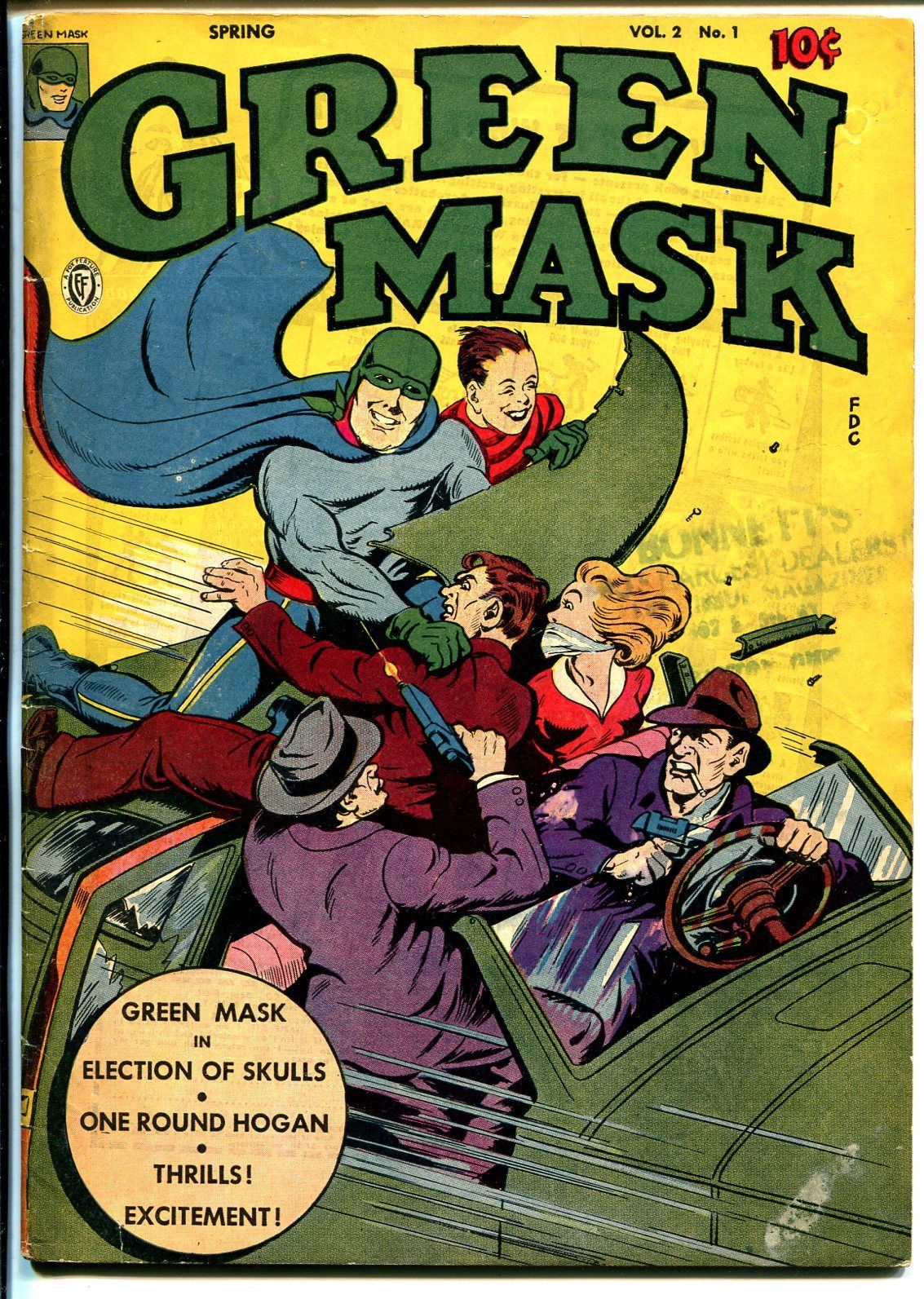 Green Mask Vol. 2 #1 1945-Fox-Hall of Fame issue-bound gagged woman-FN ...