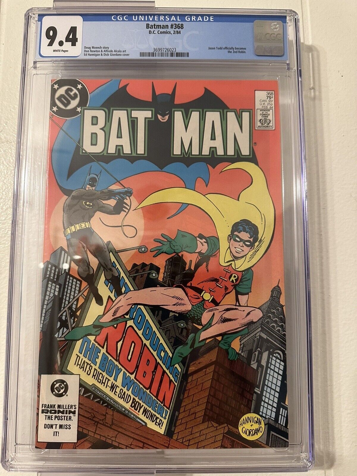 Batman #368 CGC NM 9.4 Jason Todd Becomes 2nd Robin (DC 1984) | Comic ...