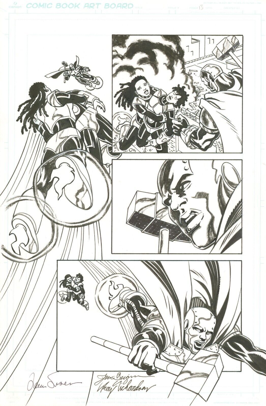 Superman Man of Steel 1 Original Art Page SIGNED X3 June Brigman Louise ...