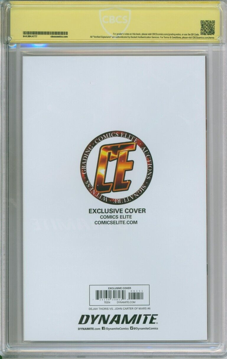 Dynamite Comics Dejah Thoris Versus John Carter #6 CBCS 9.8 Signed ...