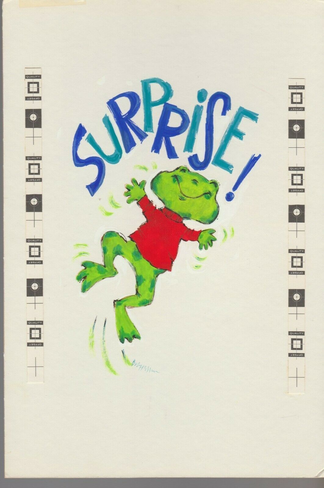 HAPPY BIRTHDAY Painted Happy Frog Surprise 7.5x11" Greeting Card Art # ...