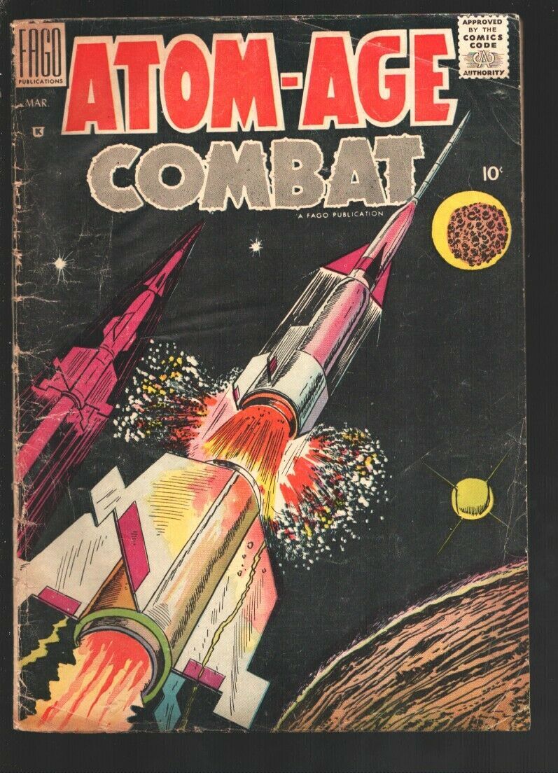 Atom-Age Combat #3 1959-FAGO-Rocket cover-Atomic bomb explosion panels ...