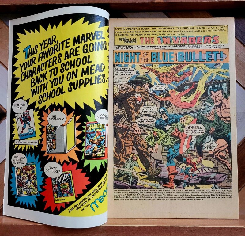 Invaders #11 VG/FN (Marvel 1976) "Night of the Blue Bullet" origin ...